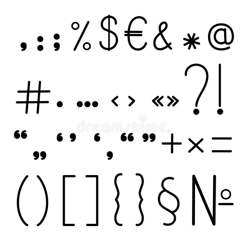 Punctuation Marks, Question, Exclamation, Brackets Hand Drawn Symbols ...