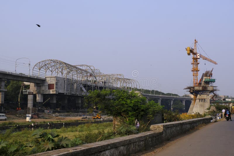 Pune, India - 06 December 2022, Construction of Pune Metro Bridge for ...