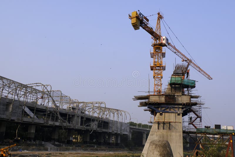 Pune, India - 06 December 2022, Construction of Pune Metro Bridge for ...