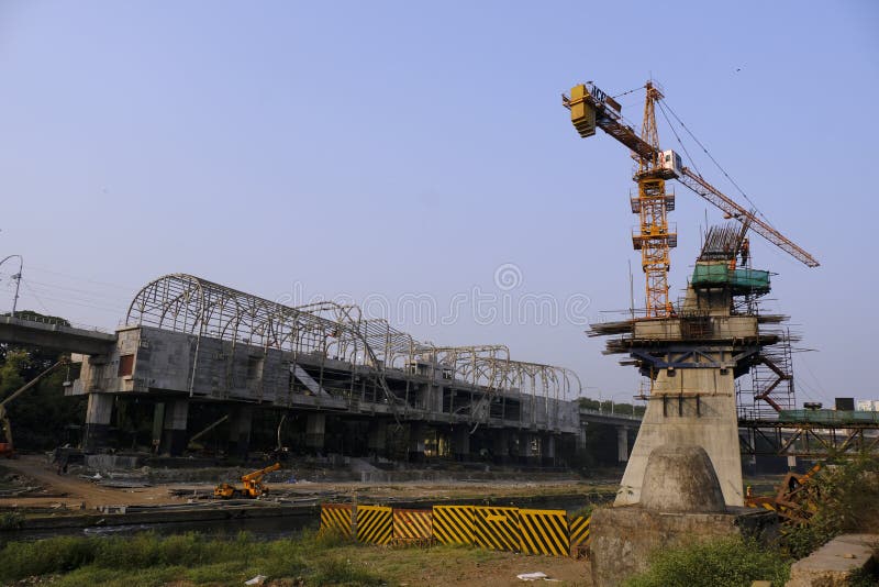 Pune, India - 06 December 2022, Construction of Pune Metro Bridge for ...