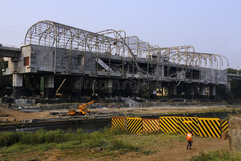 Pune, India - 06 December 2022, Construction of Pune Metro Bridge for ...