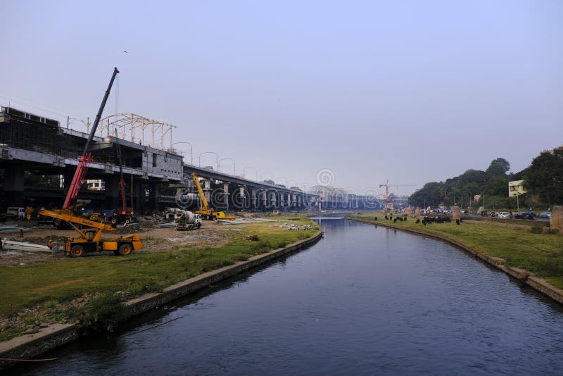 Pune, India - 06 December 2022, Construction of Pune Metro Bridge for ...