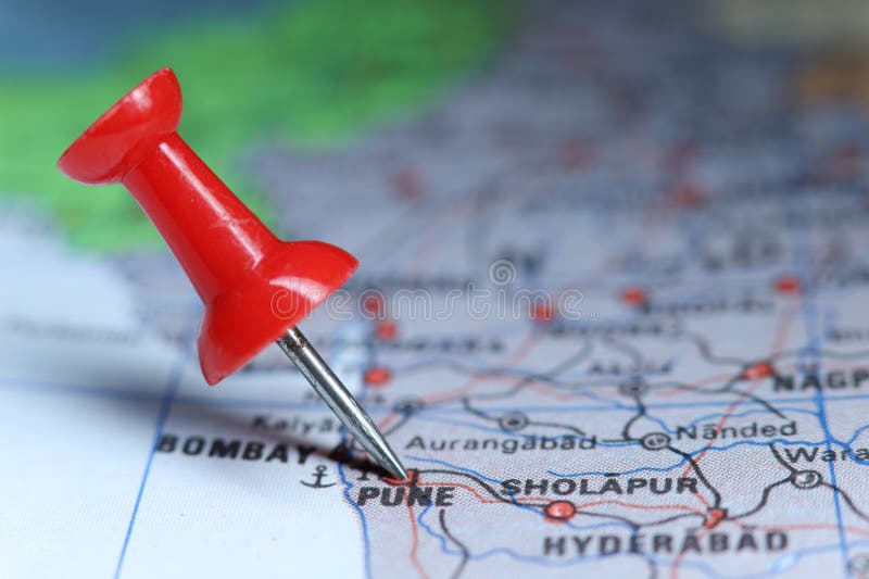 Pune, India pin on map stock image. Image of holiday - 367293453
