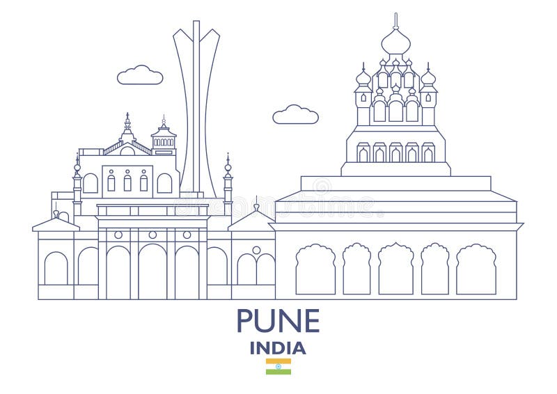Pune City Skyline, India stock vector. Illustration of panorama - 99665585