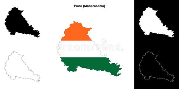 Pune outline map stock vector. Illustration of detailed - 368832278