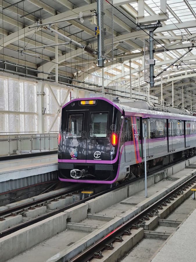 Pune Station, India. December 2,2024. Pune Metro or Mahametro Train at ...
