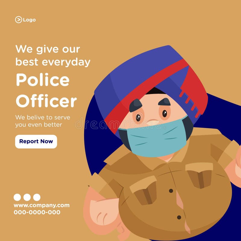 Banner Design of Police Officer Stock Vector - Illustration of happy ...