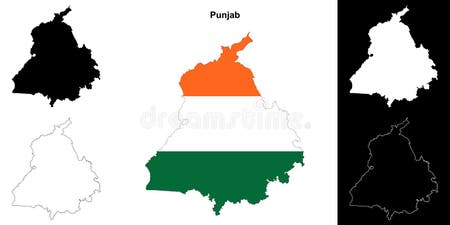 Punjab outline map stock vector. Illustration of cartography - 323595227