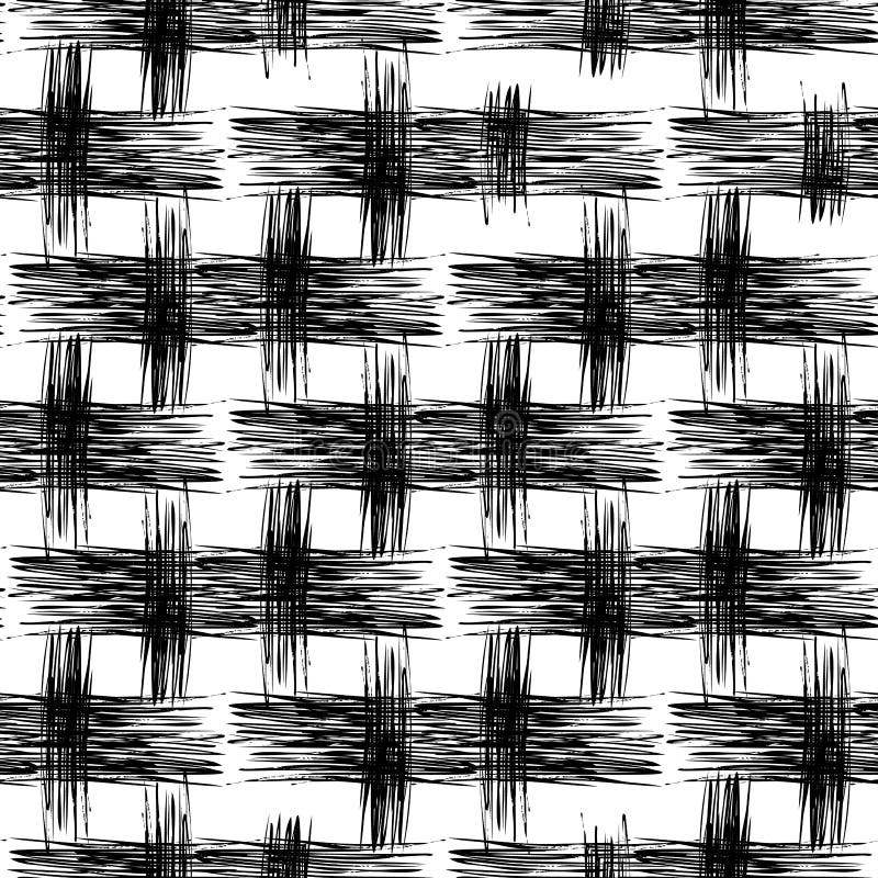 Punk Black and White Scribbled Checkered Pattern Stock Vector ...