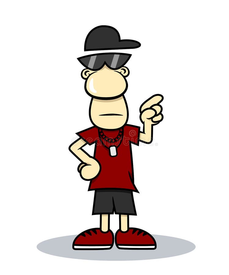 Punk in Dark Red T-shirt is Pointing at Something Stock Vector ...