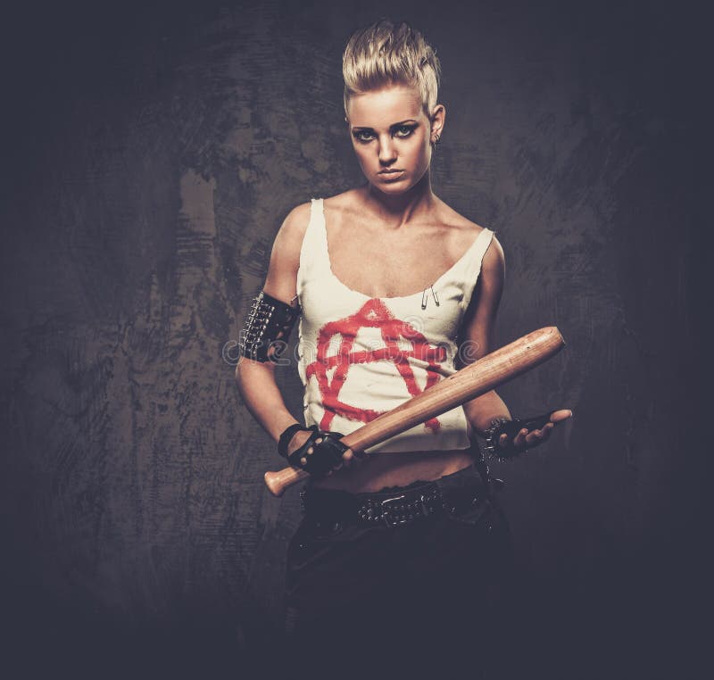 Punk girl with a bat stock image. Image of aggression - 47458839