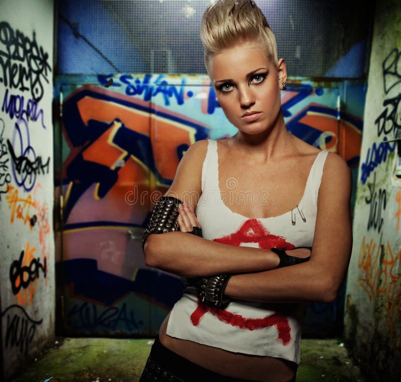 Punk Girl DJ with Dyed Turqouise Hair Stock Photo - Image of chick ...
