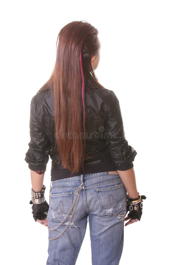 Punk girl turned back stock image. Image of young, woman - 7208515