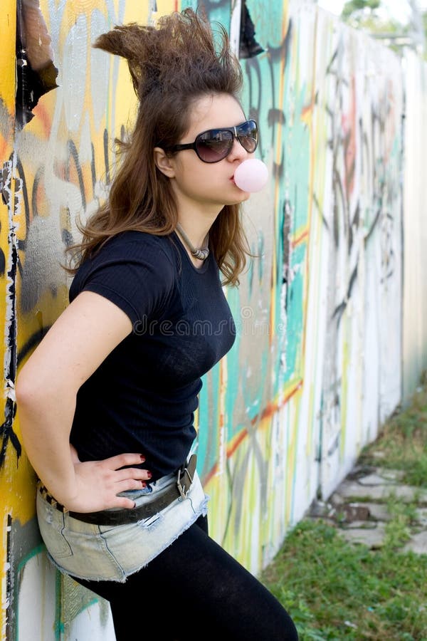 Punk girl walking outdoor stock image. Image of person - 21624767
