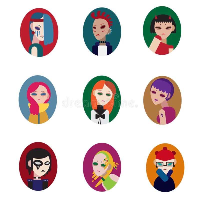 Punk girls avatar stock vector. Illustration of avatar - 42848747