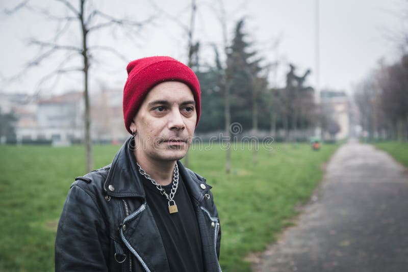 Punk Guy Posing in a City Park Stock Image - Image of people ...