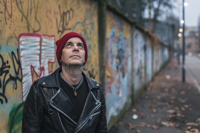 Punk Guy Posing in the City Streets Stock Photo - Image of male ...