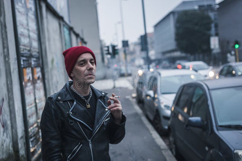 Punk Guy Posing in the City Streets Stock Photo - Image of beanie ...