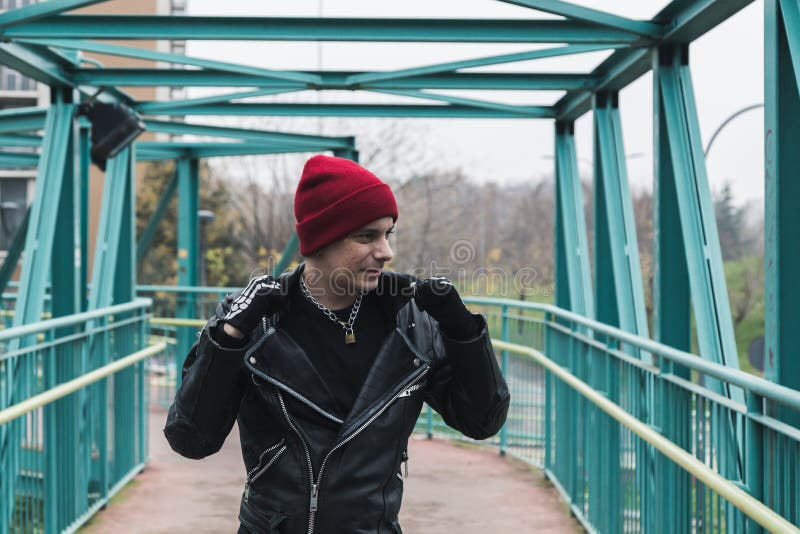 Punk Guy Posing in the City Streets Stock Photo - Image of peculiar ...