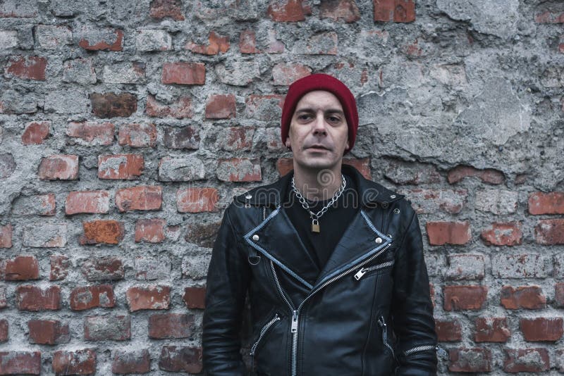 Punk Guy Posing in the City Streets Stock Image - Image of jacket, male ...