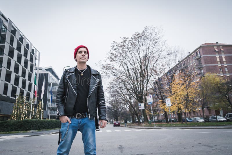 Punk Guy Posing in the City Streets Stock Image - Image of look, person ...
