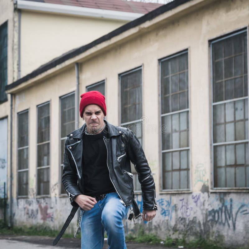 Punk Guy Posing in the City Streets Stock Photo - Image of criticism ...