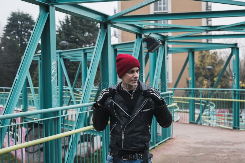 Punk Guy Posing in the City Streets Stock Photo - Image of criticism ...