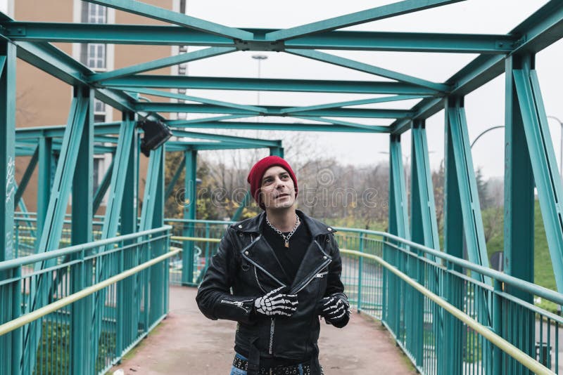 Punk Guy Posing in the City Streets Stock Image - Image of criticism ...