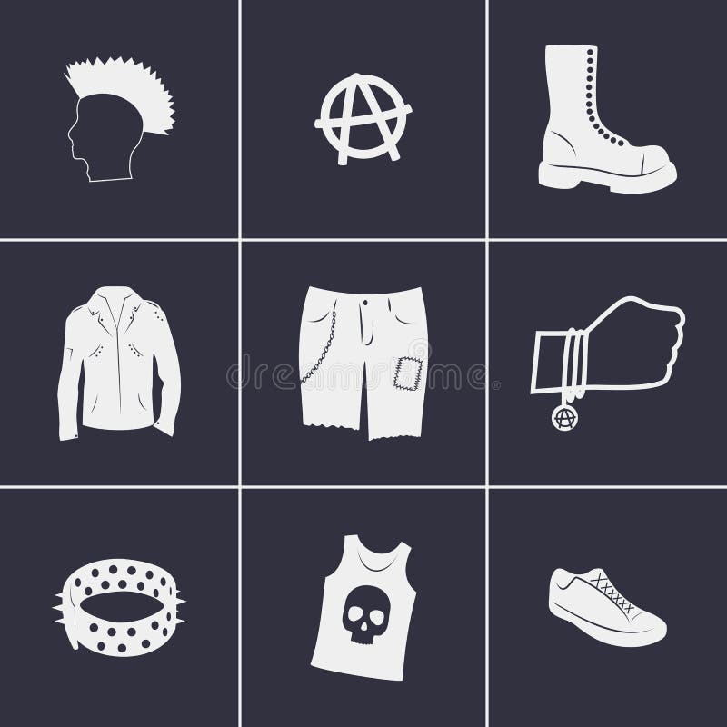 Punk icons stock vector. Illustration of vector, design - 50598496
