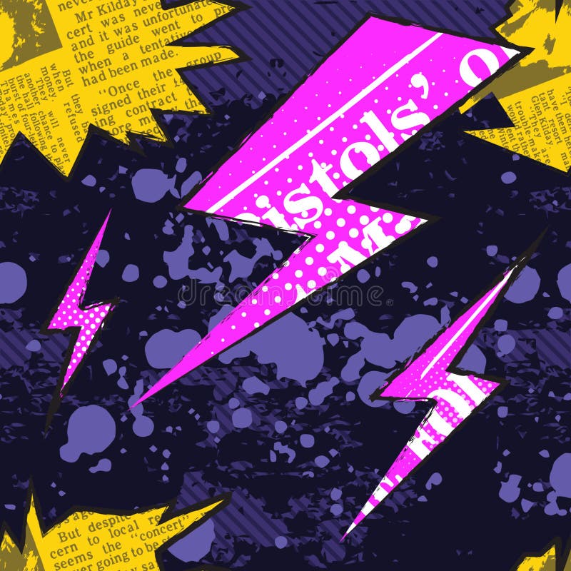 Punk Rock Seamless Pattern. Illustration Inspired by Music and Art in ...
