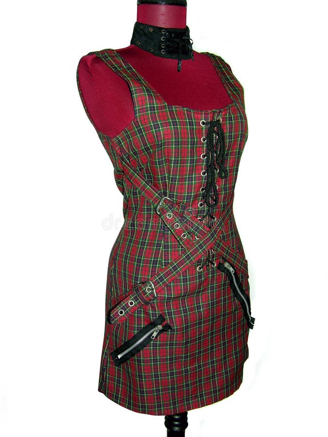 Punk Plaid Dress on Mannequin Stock Image - Image of mannequin, corset ...