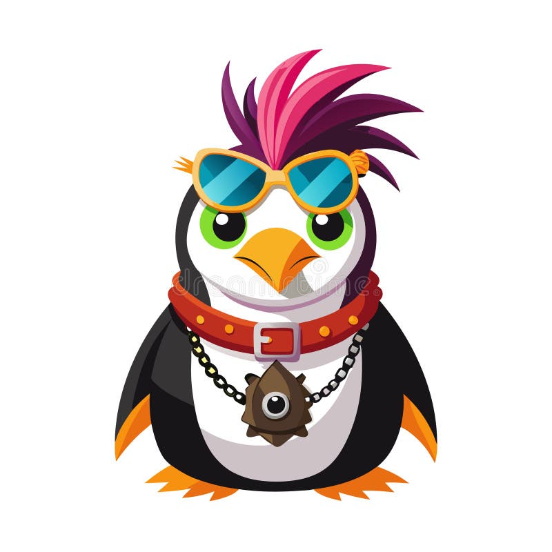 Punk the Playful Penguin Creative Artwork Stock Vector - Illustration ...