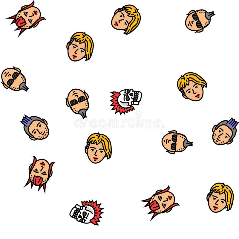 Punk Retro Element Hand Art Seamless Pattern Vector Stock Vector ...