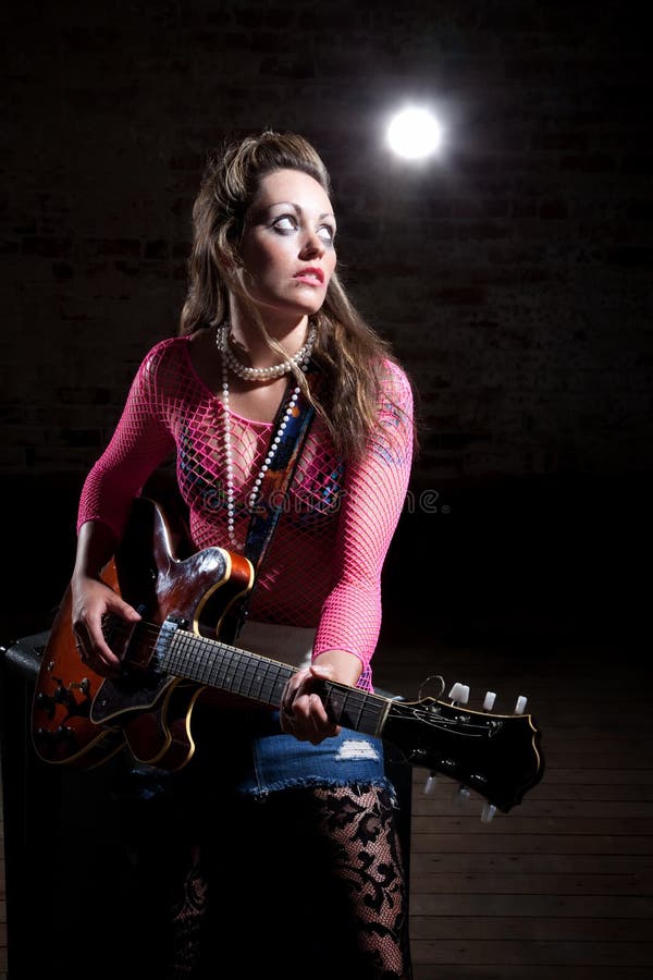 Punk Rock Girl stock photo. Image of music, bright, guitar - 14742954