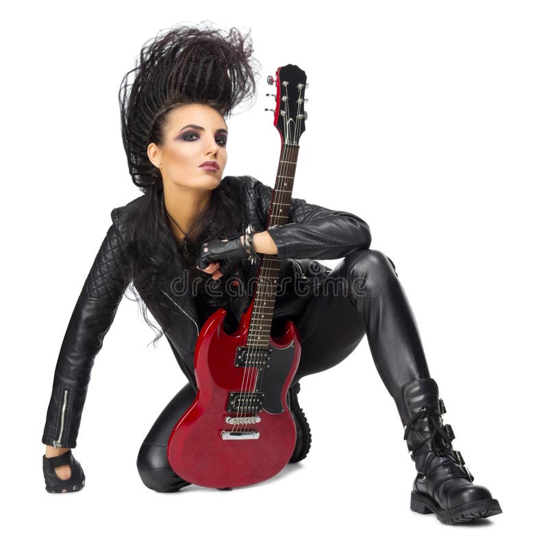 Punk Rock Musician Isolated Stock Photo - Image of electric, hair: 63608536