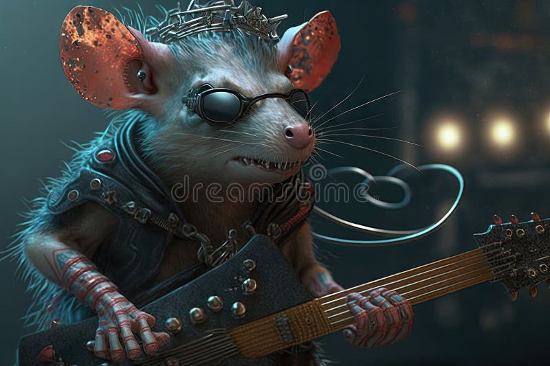 Punk rock rat with guitar stock illustration. Illustration of culture ...