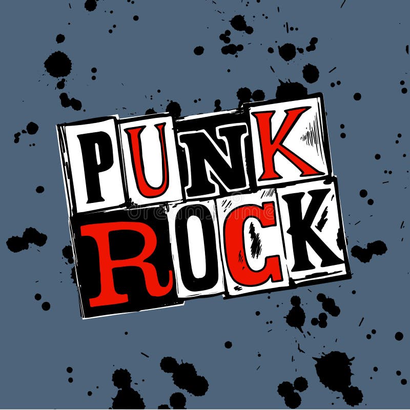 Punk Rock Set. Punks Not Dead Words and Design Elements. Vector ...