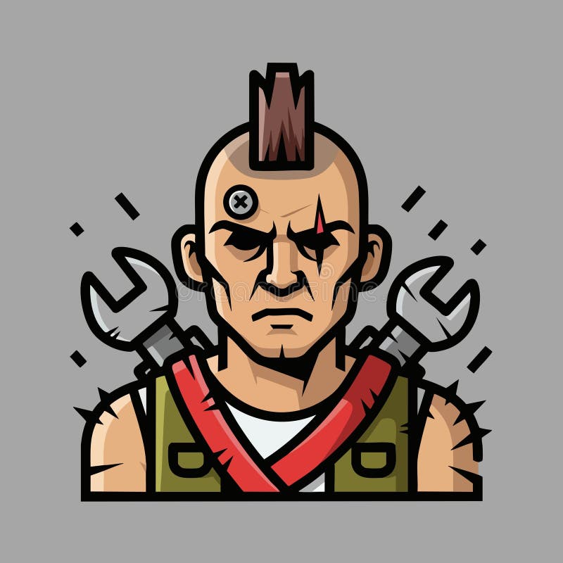 Punk Rocker Mechanic with Wrenches Stock Vector - Illustration of ...