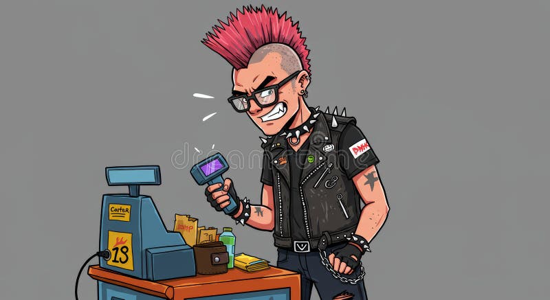 Punk Cashier Cartoon Stock Illustrations – 2 Punk Cashier Cartoon Stock ...