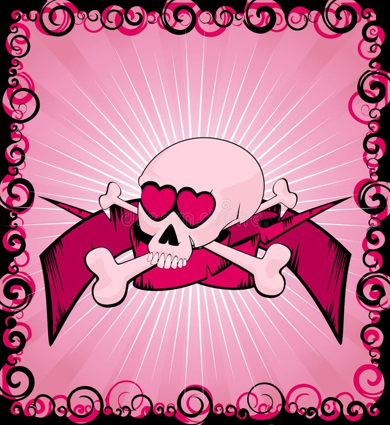 Punk Skull on a Pink Background Stock Vector - Illustration of style ...