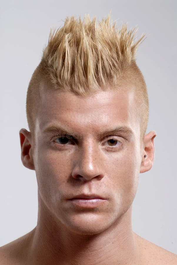 Punk Young Man on White Background. Stock Photo - Image of portrait ...