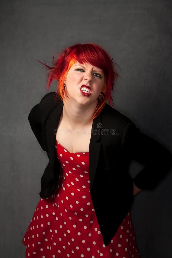 Punky Girl with Red Hair stock image. Image of person - 13125039