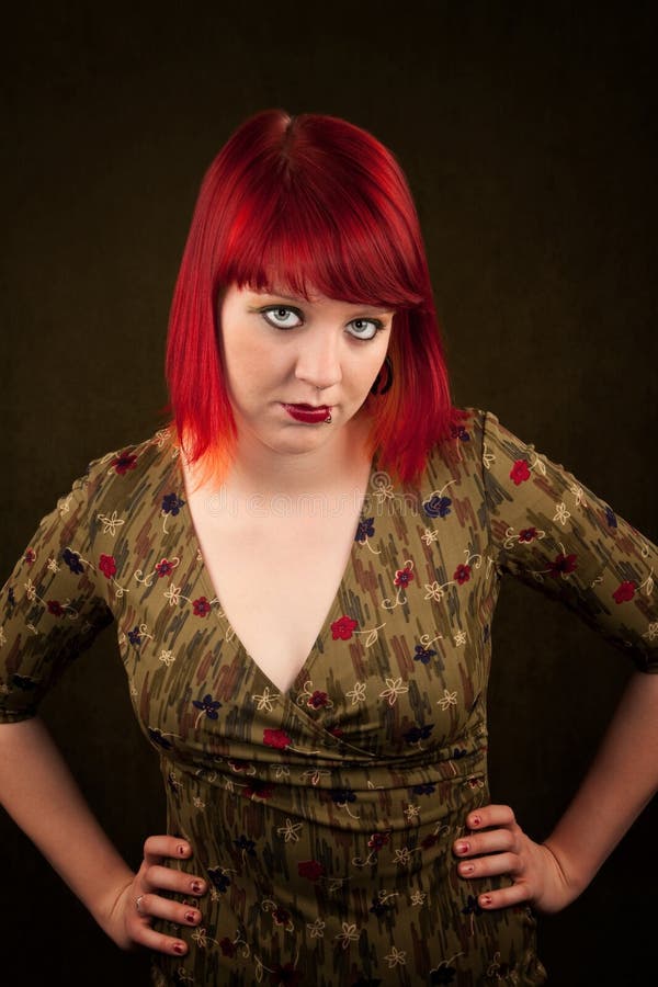 Punky Girl with Red Hair stock image. Image of dress - 13255613