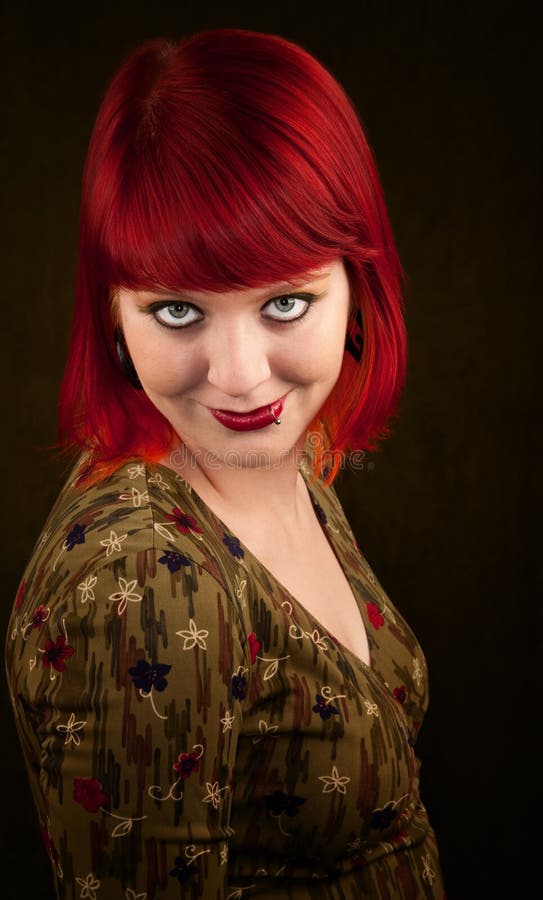 Punky Girl with Red Hair stock image. Image of cute, character - 13255683