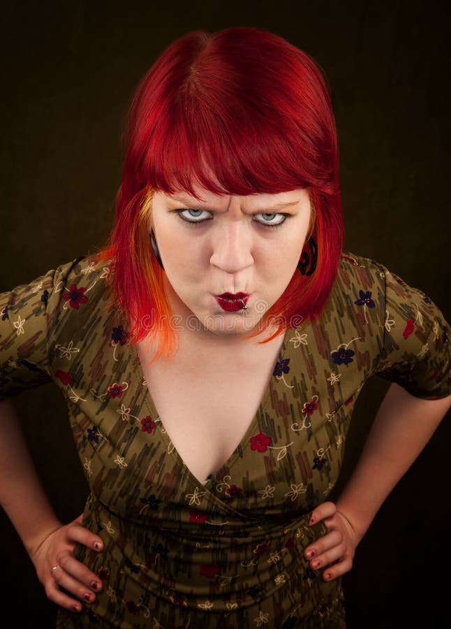 Punky Girl with Red Hair stock image. Image of dress - 13255907