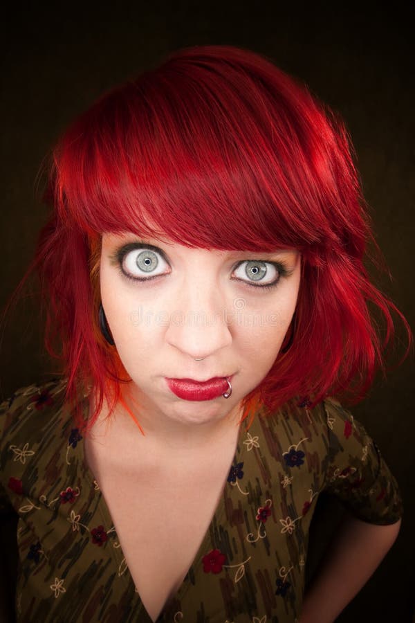 Punky Girl with Red Hair stock photo. Image of dress - 13351806