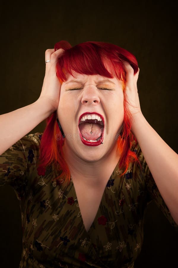 Punky Girl with Red Hair stock image. Image of afraid - 13742039