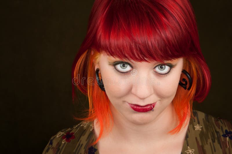 Punky Girl with Red Hair stock image. Image of adult - 13743575