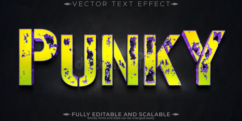 Punky Text Effect, Editable Retro and Party Text Style Stock Vector ...