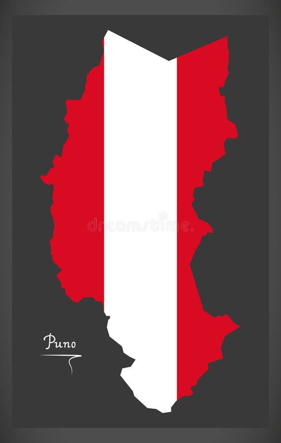 Puno Map with Peruvian National Flag Illustration Stock Vector ...